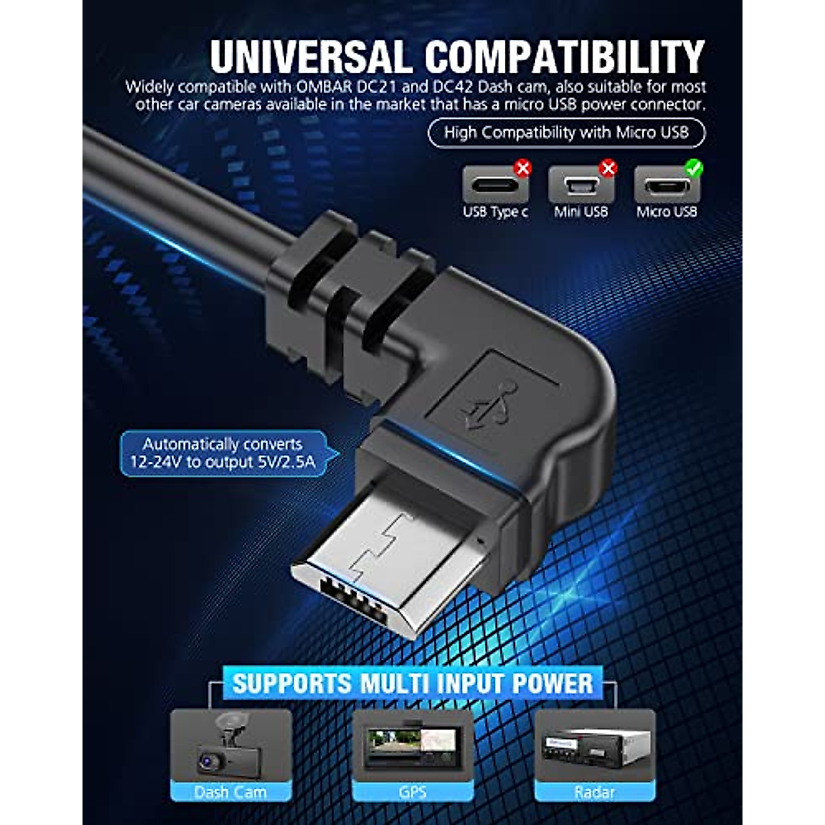 OMBAR Dash Cam Front and Rear + OMBAR Dash Cam Hardwire Kit