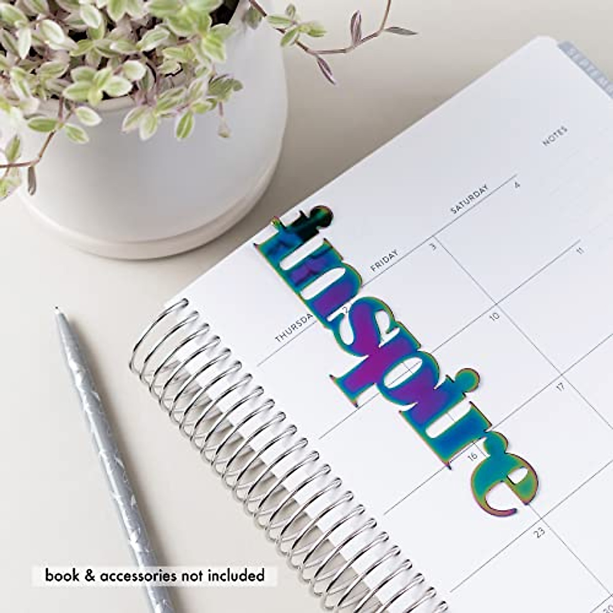 Metal Bookmark - Inspire. 5.4" x 1.6". Holographic Plated Metal. Functional and Fashionable Bookmark. Durable Metal Bookmark & Place Holder by Erin Condren.