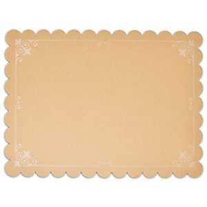 Gift Boutique 120 Disposable Brown Kraft Paper Place Mats 11"x 15" Rectangle Rustic Craft Printed Scalloped Place mat for Table Setting Mat Kitchen Bridal Shower Wedding Anniversary Party Decoration