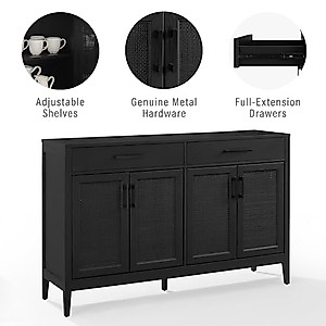 Crosley Furniture Milo Modern Sideboard Buffet Cabinet with Storage Cabinets and Drawers, Kitchen, Dining, Black