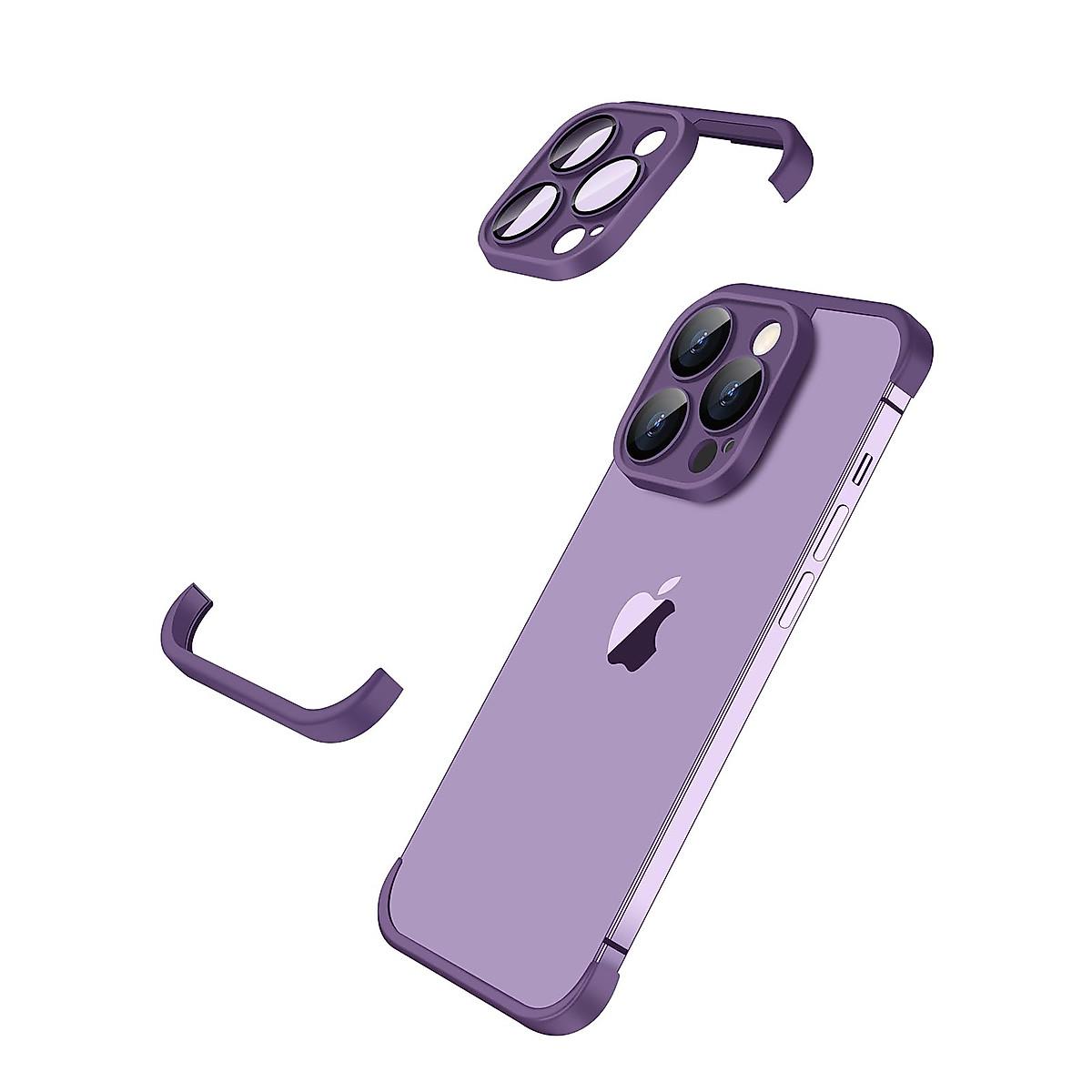 Losin Compatible with iPhone 14 Pro Max Case Borderless Design Camera Lens Protection Thin Lightweight Soft Silicone Frameless Case Shockproof Bumper Cover for iPhone 14 Pro Max 6.7 inch, Purple