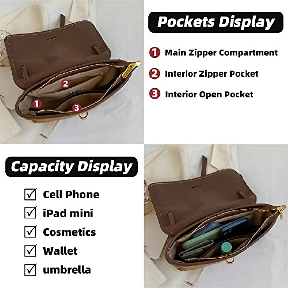 Mudono Handbags for Women Soft Suede Tote Bag Spacious Square Shoulder Purse Vintage Crossbody Messenger Satchel