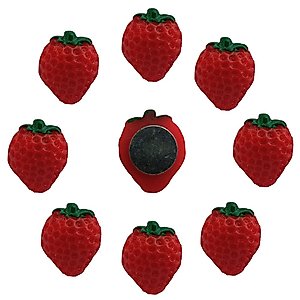 Ginyrerd 30 pcs Refrigerator Magnet Decorative Cute Big Strawberry Fruit Boxed Resin Handmade Picture Message Board Paste Painting Photo Postcard Note Paper DIY Office Supplies Fridge Magnet Set