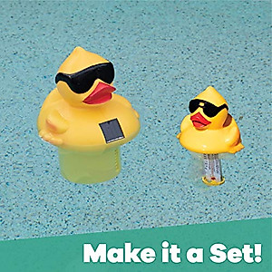 GAME 12301-BB Solar Light-Up Derby Duck Mid-Size Chlorinator Pool Chorine Dispenser, Yellow