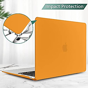 DONGKE Compatible with MacBook Air 13 inch Case 2021 2020 2019 2018 Release Model: M1 A2337 A2179 A1932, Matte Hard Case Cover for MacBook Air 13 inch with Retina Display Touch ID - Orange