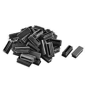 uxcell Plastic Rectangle Tube Inserts End Blanking Cap 15mm x 40mm 50 Pcs Black