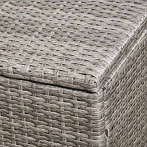 Outsunny 113 Gallon Deck Box, Rattan Outdoor Storage Box, Waterproof Storage Container for Indoor, Patio Furniture Cushions, Pool Supplies, Garden Tools, Gray