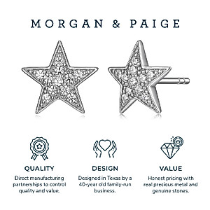 MORGAN & PAIGE 925 Sterling Silver Cubic Zirconia Pave Star Stud Earrings