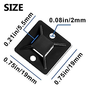 Zip Tie Mount 3/4" Black Small Wire Tie Adhesive Mounting,100 Pcs for Wire Clips Cable Management Cable Tie Anchors,Durability Pro-grade UV Wire Holder organizer
