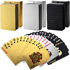 Suwimut 6 Decks Playing Cards, Waterproof Playing Cards Themed Standard Plastic Playing Cards Cool Foil Deck of Cards Game Washable Flexible for Adults, Family, Game and Party