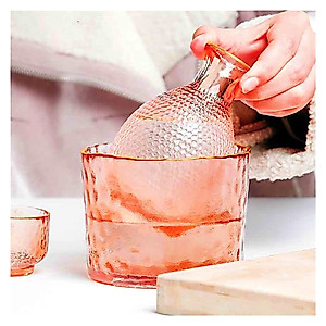 WYBW Japanese Sake Set Plum Wine Glass Fruit Jug Creative Amber Hammered Glass Jug Phnom Penh Glass Whiskey Cup Birthday Gift Party Decoration/Gilded 1Pot 2Cups