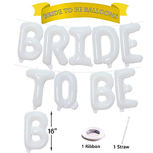 Tellpet Bride To Be Balloons Banner for Bridal Shower, Bride Balloons Bachelorette Party Decorations, White