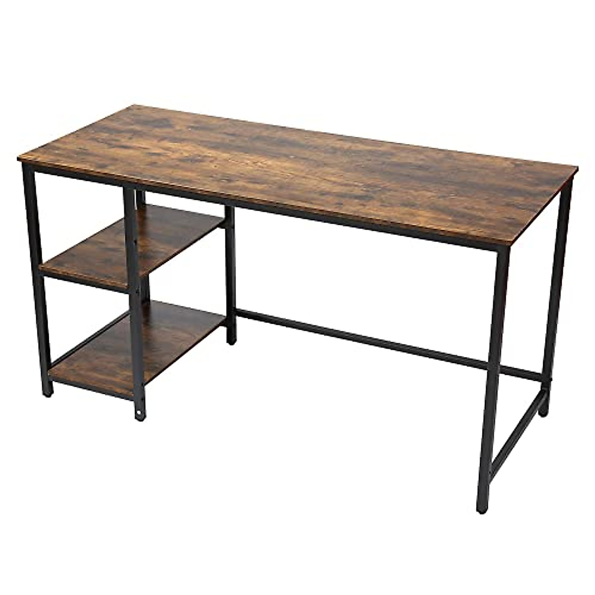GOOD & GRACIOUS Industrial Home Office Desk, 55 Inch Rustic Desk With Shelf, Wooden Corner Desk for Home Office, Small Desk For Small Space, Simple Home Office Study Writing Workstation, Easy Assembly