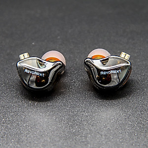 RevoNext in Ear Monitor Headphones HiFi Stereo Wired Earbuds with Microphone 2 Pin Detachable Cable IEM Earphones for Musicians Drummers Singers, Black