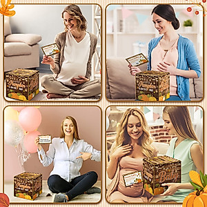 51 Pieces Fall Pumpkin Diaper Raffle Tickets with Diaper Raffle Card Box, Diaper Raffle Sign Advice and Wishes Diaper Party Raffle Insert Cards Baby Shower Decoration Neutral for Thanksgiving Game Kit