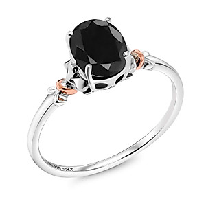 Gem Stone King 925 Silver and 10K Rose Gold Oval Gemstone Birthstone Engagement Ring | Oval 7X5MM | Wedding Engagement Anniversary Solitaire Promise Ring For Women