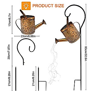 Ledeak Solar Watering Can with Lights, Creative Garden Shower Light with Hook, Hanging Solar Lantern Outdoor Metal Waterproof Garden Art Light Decor for Table Pathway Walkway Patio Lawn Home Yard