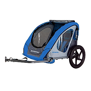 Schwinn Shuttle Foldable Bike Trailer, 2 Passengers (Blue/Black)