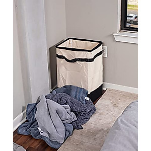BIRDROCK HOME Canvas Hamper - Single Laundry Basket with Handles - Foldable Hamper - Easily Transport Laundry