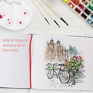 U.S. Art Supply 9" x 12" Watercolor Book, 2 Pack, 76 Sheets, 110 lb (230 gsm) - Linen-Bound Hardcover Artists Paper Pads - Acid-Free, Cold-Pressed, Brush Painting & Drawing Sketchbook Mixed Media