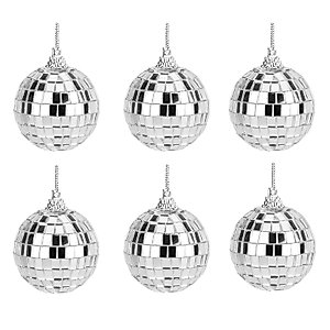 Mirror Disco Balls Set - Silver Reflective Mirror Balls Easy to Hang Suitable for Weddings, Parties and Family Celebrations (6 pcs)