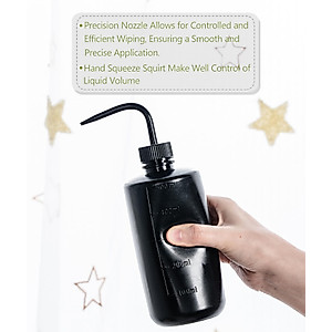 Melphoe Tattoo Wash Bottle Squeeze 3Pcs 500ml Squirt Bottle Succulent Watering Can, Safety Rinse Bottle, Plastic Squeeze Medical Lab Washing Bottle, Tattoo Supplies, Lash Water Bottle, Black