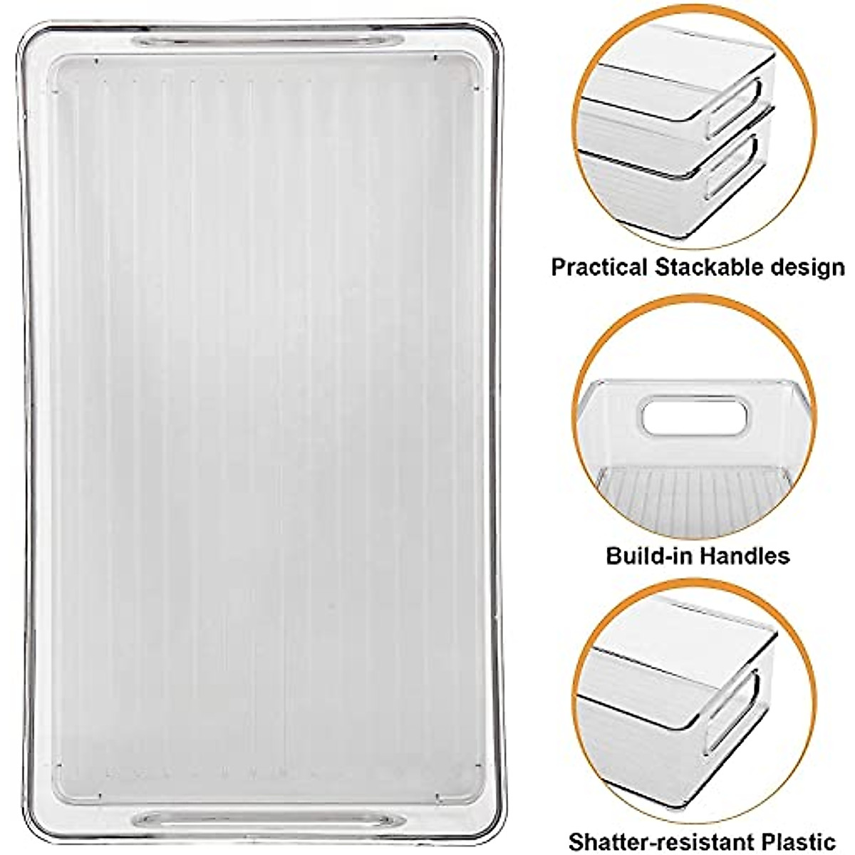 MLTS Fridge organizer | Stackable Storage Bins Clear Plastic Pantry Rack Refrigerator Kitchen Cabinet Frozen pod dividers Mini can holder Food Safe Multiple Use Pack of 2