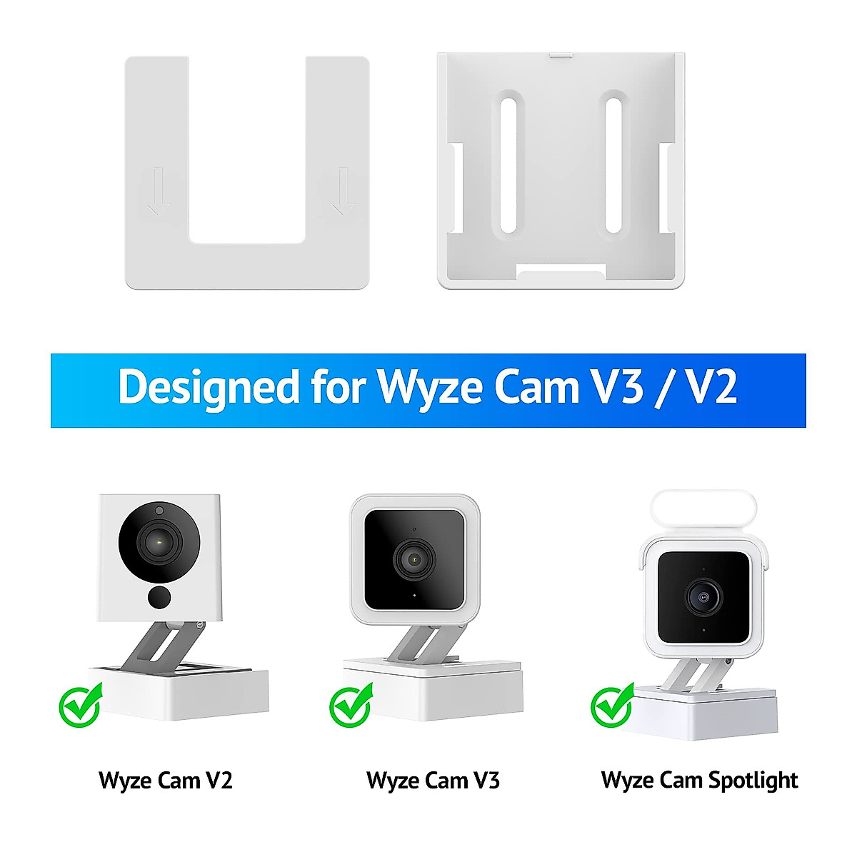 Ayotu 3 Pack Wall Mount for Wyze Cam V3 & Wyze Cam V2 & Wyze Cam Spotlight, Strong Adhesive Holder 3M Stick On-Easy to Install, Another Installation Methods-Screws Bracket(NOT Include Camera), White