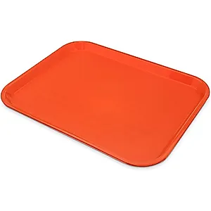 Carlisle FoodService Products Cafe Plastic Fast Food Tray, 14" x 18", Orange