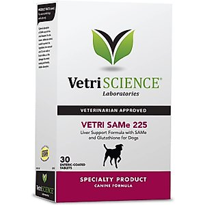 VetriScience Vetri-Same Advanced Liver Support Supplement for Dogs with Glutathione, 225mg Tablets