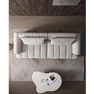 SSC SATISUNCASA 100“Modern Sectional Sofa, 4-Seater Cloud Couch Granular Fleece Velvet Upholstered Sofa Couch for Living Room/Apartment/Small Space (Beige+Solid Wood)