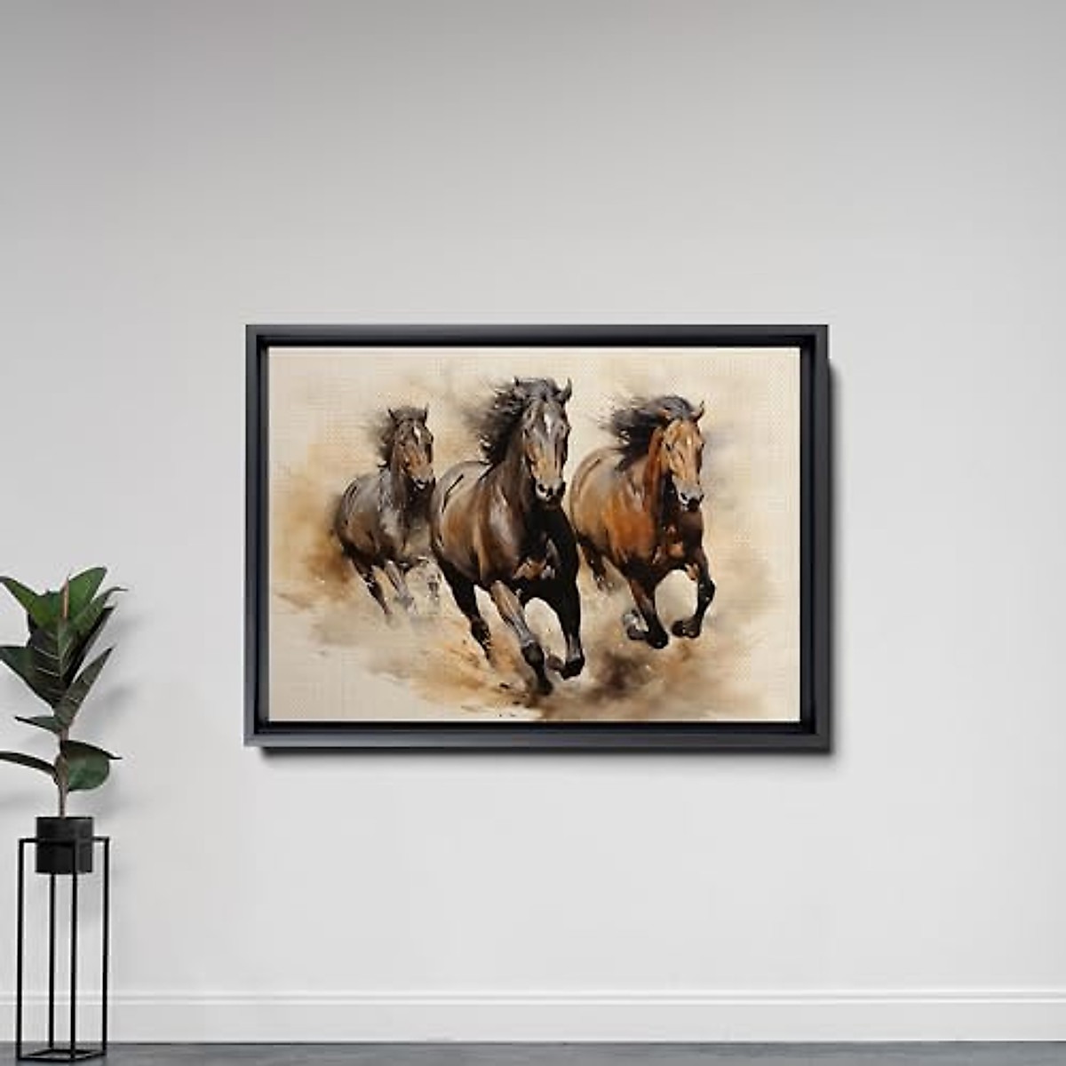 Majestic Black Stallion Galloping In The Clouds, Black Horse On Salt Flats, Canvas Print, Black Horse Print, Black Horse Wall Art