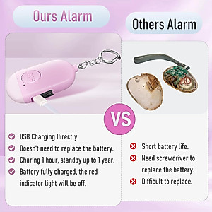 Safesound Personal Alarm Siren Song 3 Pack - 130dB Self Defense Alarm Keychain Emergency LED Flashlight with USB Rechargerable - Security Personal Protection Devices for Women Girls Kids Elderly