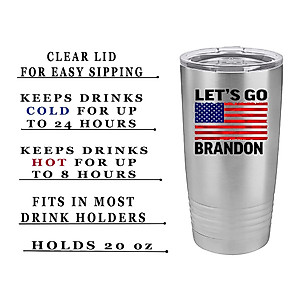 Rogue River Tactical Funny Let's Go Brandon 20 Ounce Large Stainless Steel Travel Tumbler Mug Cup