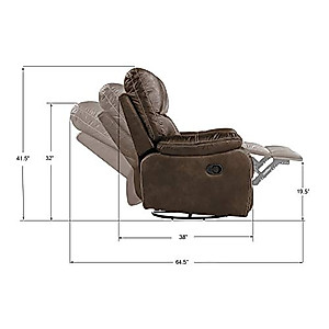 Madrona Burke Zoey Chocolate Brown 84" Power Sofa with Dual Recliners, Microsuede Upholstery, and USB Charging Station