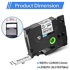 SuperInk 10 Pack Compatible for Brother TZ TZe231 TZe-231 TZ-231 Black on White Laminated Label Tape for PT-D210 PT-H100 PTD400AD PT-P700 PTD600 PT-1230PC P-touch Label Maker 12mm (1/2'')x 8m (26.2ft)