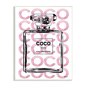 Stupell Industries Glam Perfume Bottle With Words Pink Black Wall Plaque Art, Proudly Made in USA