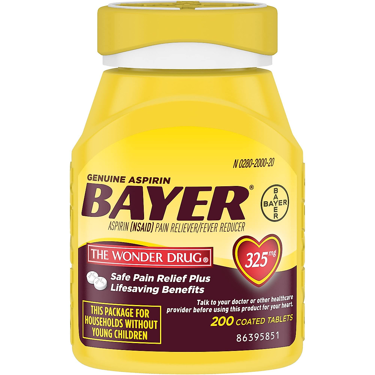 Bayer 325 mg Coated Tablets (200 Count)
