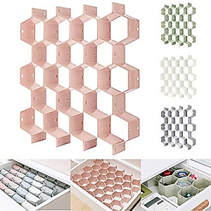 Kocuos Honeycomb Separator Adjustable Drawer Organizer Divider for Underwear Belt-Scarf Socks Organizer (Pink)
