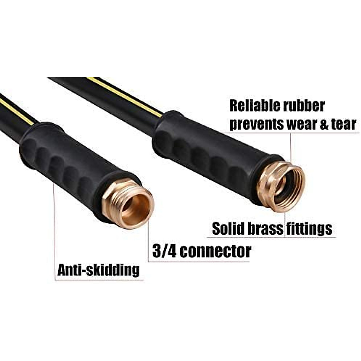 TOP DOG Rubber Garden Hose 30FT, No Kink Garden Water Hose With 7 Function Nozzle and Solid Brass Fittings Extra Strength Durable Gardening Flexible Hose for Garden/House/Car/Yard Washing