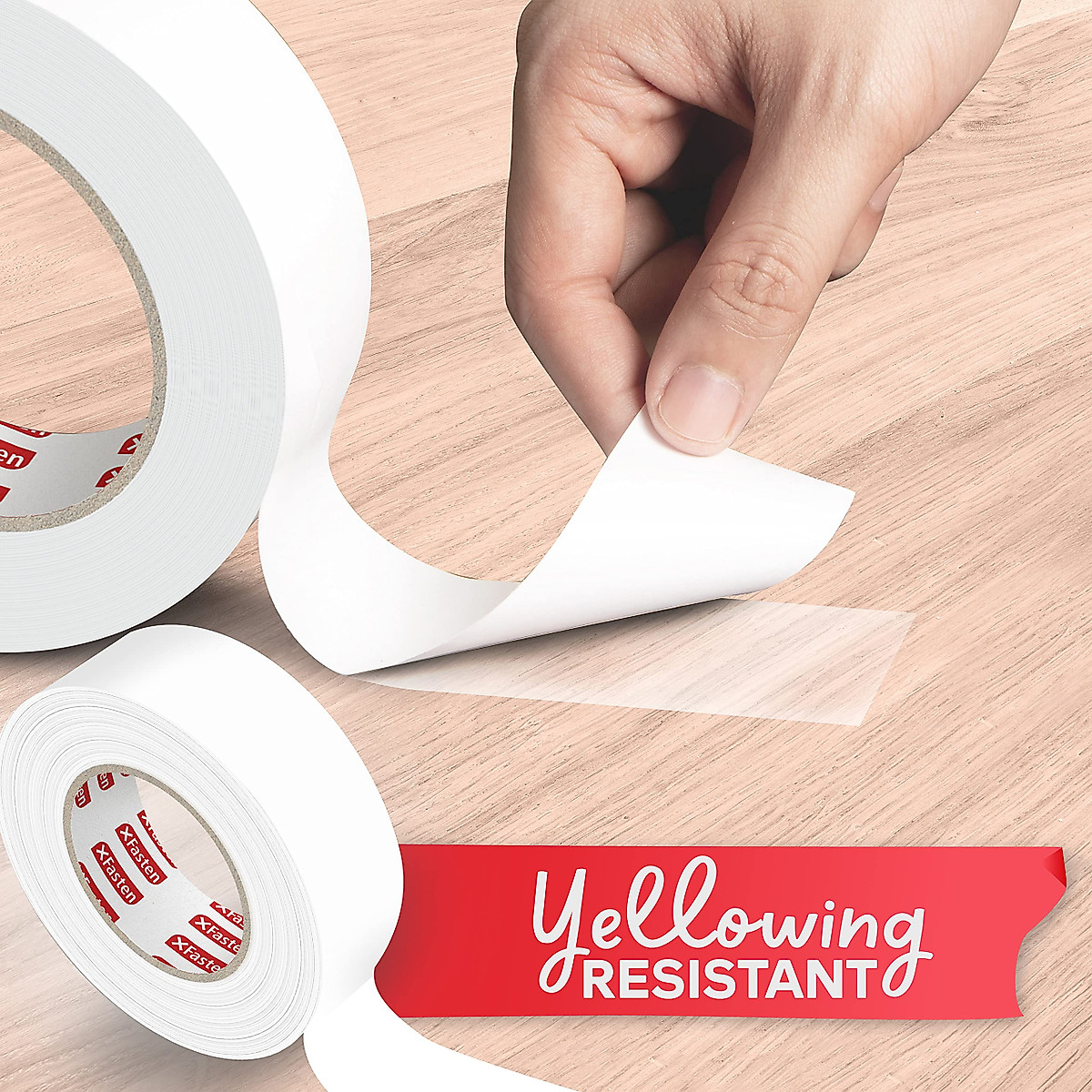 XFasten Double Sided Tape Clear, Removable, 2-Inch by 30-Yards, Ideal as a Gift Wrap Tape, Holding Carpets, and Woodworking