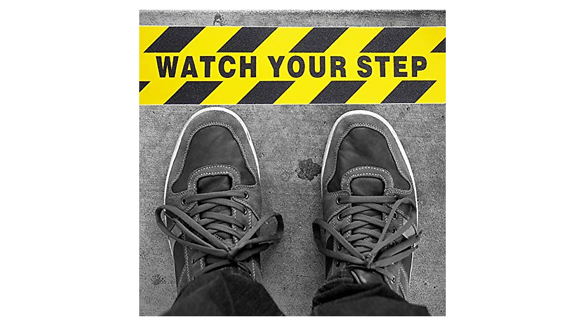 5 Pieces Anti-Slip Watch Your Step Warning Stickers