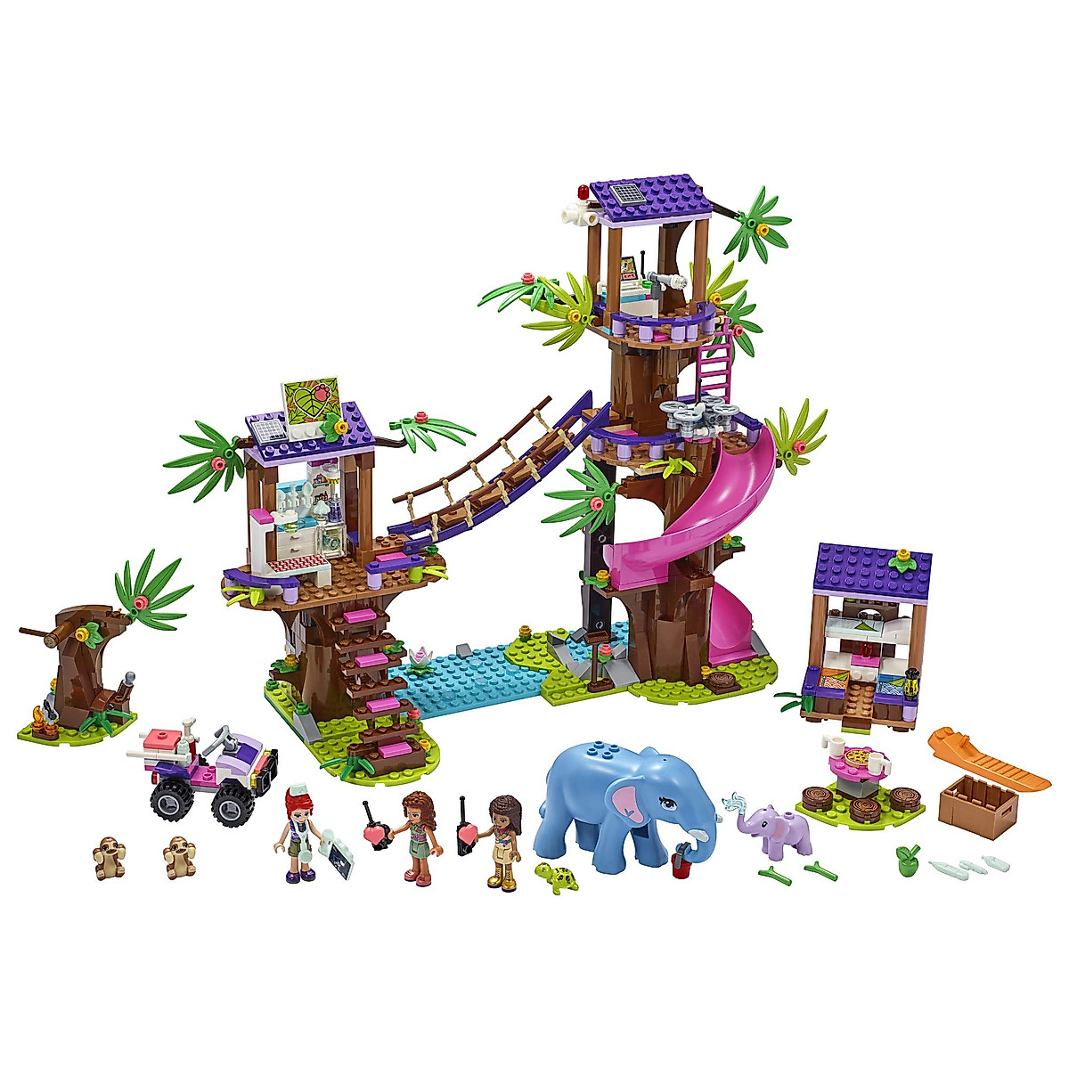 LEGO Friends Jungle Rescue Base 41424 Building Toy for Kids, Animal Rescue Kit That Includes a Jungle Tree House and 2 Elephant Figures for Adventure Fun (648 Pieces)