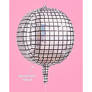 xo, Fetti Disco Ball Foil Balloons - 4 pk, 22" | Bachelorette Party Decorations, Last Disco, Birthday Party,