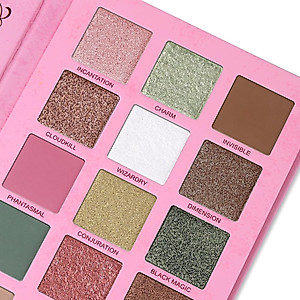 UCANBE Magic Spell Eyeshadow Palette 18 Color Pigment Matte Shimmer Glitter Eye Shadow Makeup - Nude Browm Peachy Pink Sage Green Velvet Texture Easy to Blend Long Lasting Pallet