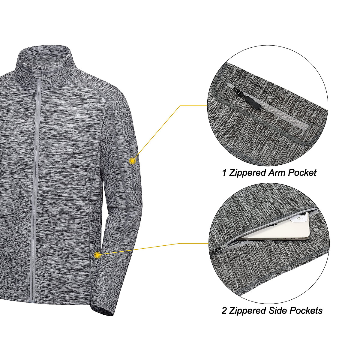 Dasawamedh Men's Running Sport Track Jacket Full Zip Workout Athletic Fitness Jackets for Training Gray Heather L