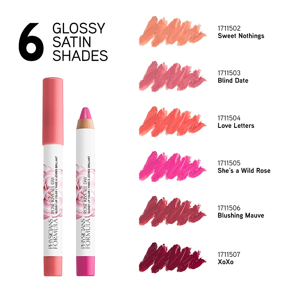 Physicians Formula Rosé Kiss All Day Glossy Lipstick Lip Color Makeup, Red Xoxo | Dermatologist Tested, Clinicially Tested