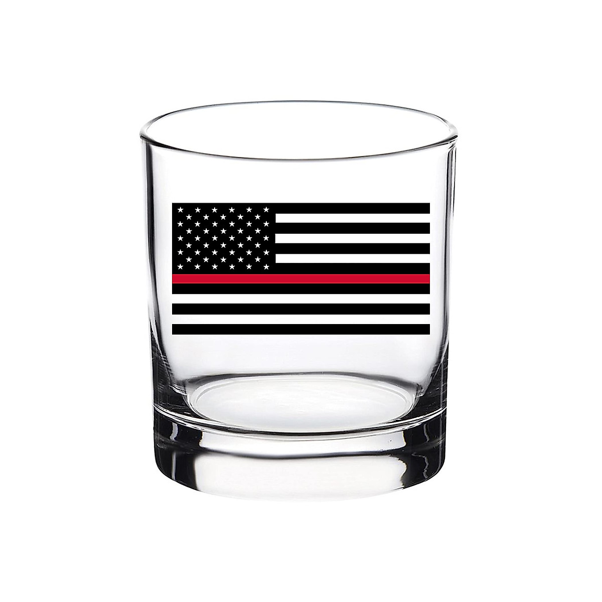 Rogue River Tactical Firefighter Thin Red Line Flag Old Fashioned Whiskey Glass Drinking Cup Gift For Fire Fighter Department FD