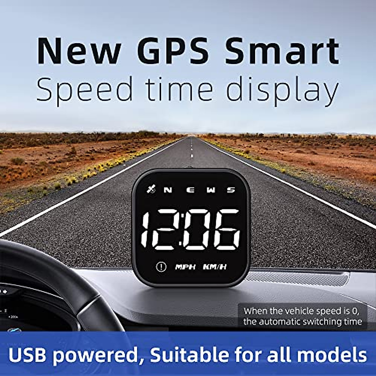 Heads Up Display for Cars, GPS Speedometer for Car, Universal Digital Speedometer HUD Display for All Vehicles, Plug and Play (White)