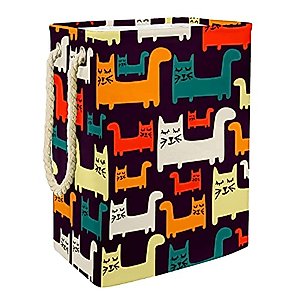 Inhomer Colorful Cats Large Laundry Hamper Waterproof Collapsible Clothes Hamper Basket for Clothing Toy Organizer, Home Decor for Bedroom Bathroom